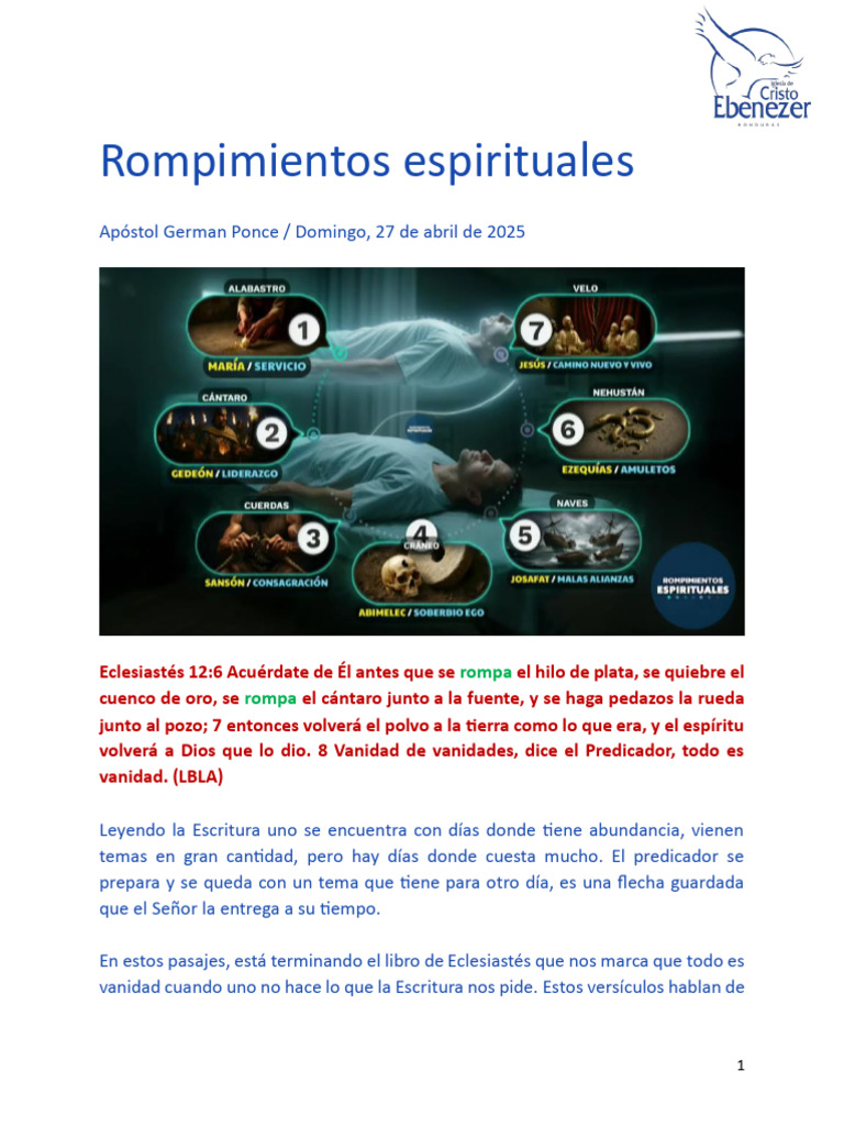 04 27 2025 Rompimientos Espirituales | PDF | Cristo (título) | Sansón