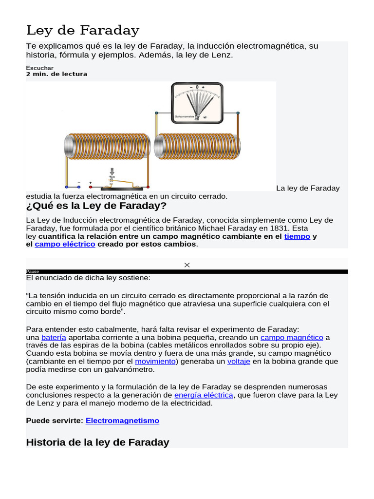 Ley de Faraday | PDF | Inducción electromagnética | Inductor