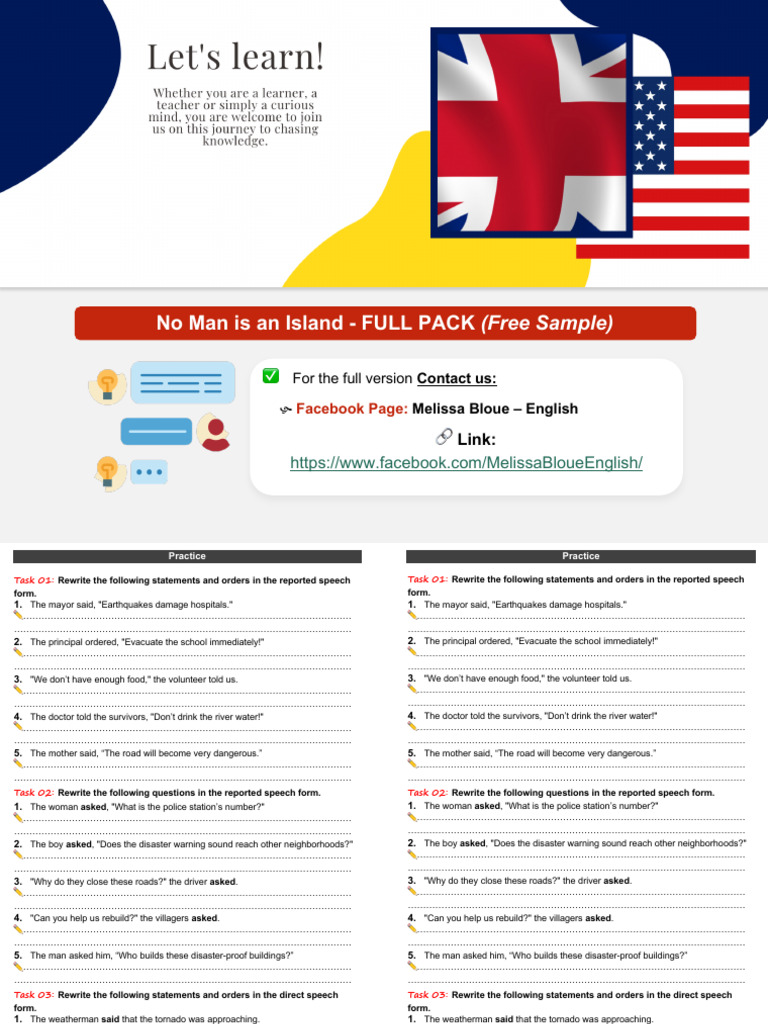 2AS No Man is an Island Sequence 01 Practice Worksheet Sample[1] | PDF ...