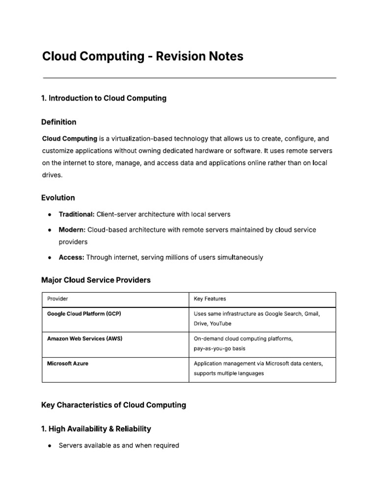 Cloud Computing Notes | PDF