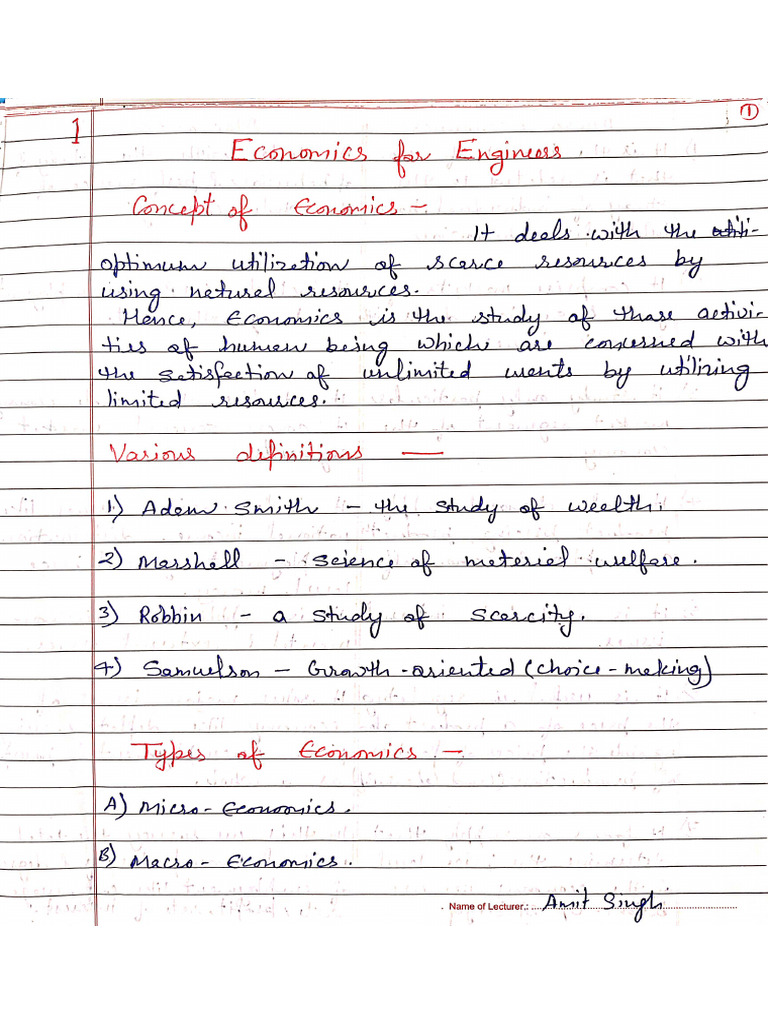 Economics Unit-1 Notes | PDF