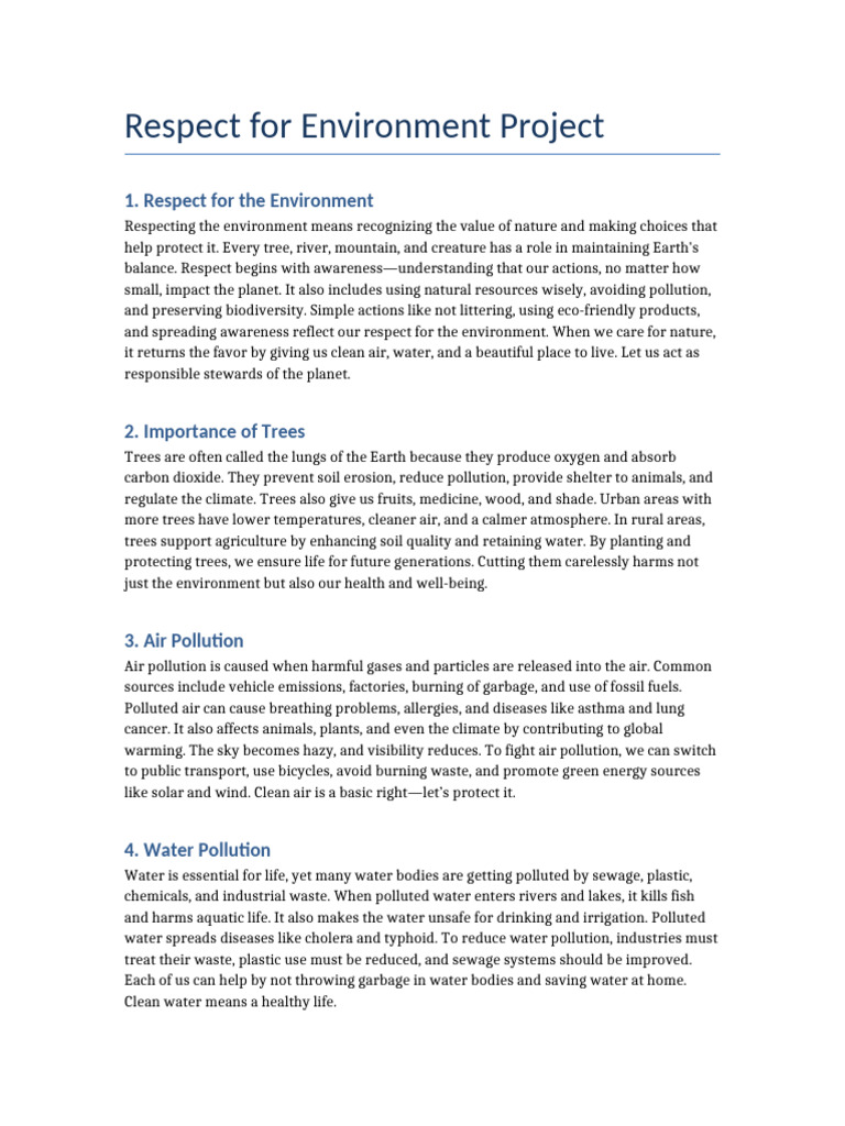 Respecting Our Environment: A Call to Action | PDF | Climate Change ...
