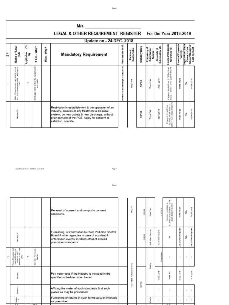 Legal Register - 01 | PDF | Waste | Waste Management