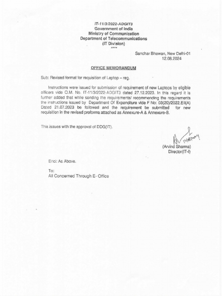 Revised Format For Requisition of Laptop-Reg | PDF