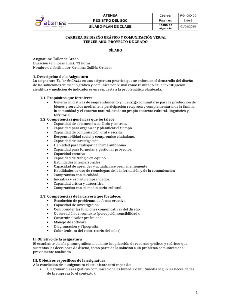 Sílabo-TDG-2017 | PDF | Diseño | Diseño gráfico
