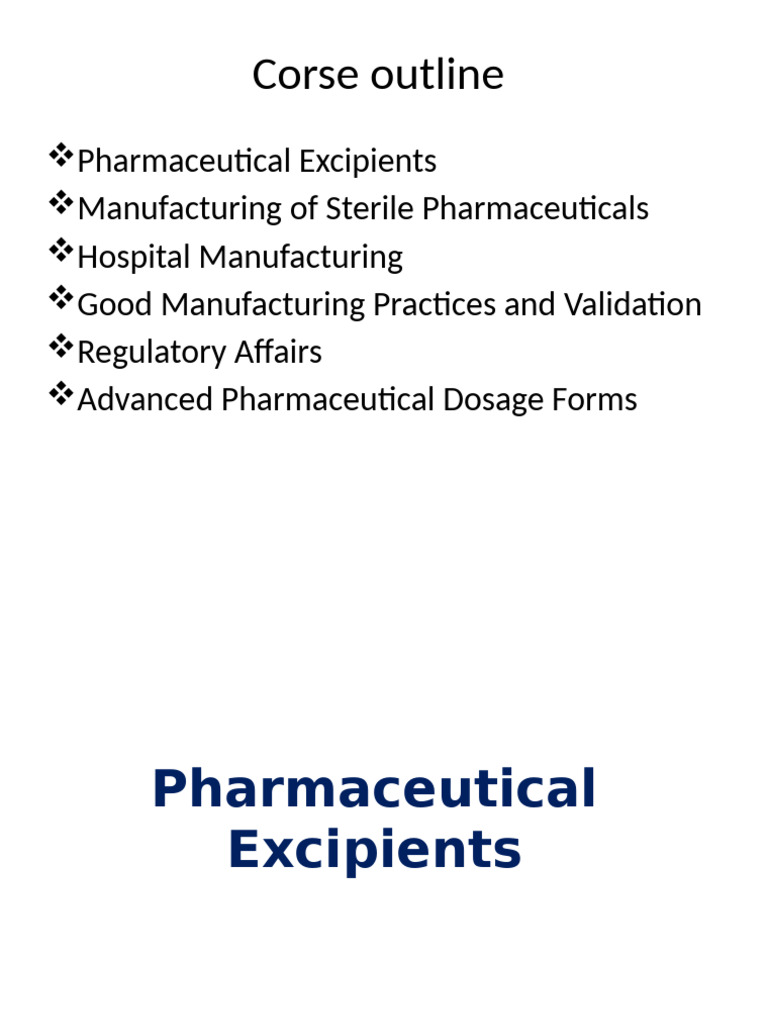 Excipients and Their Functions in Pharmacy | PDF | Emulsion | Tablet ...