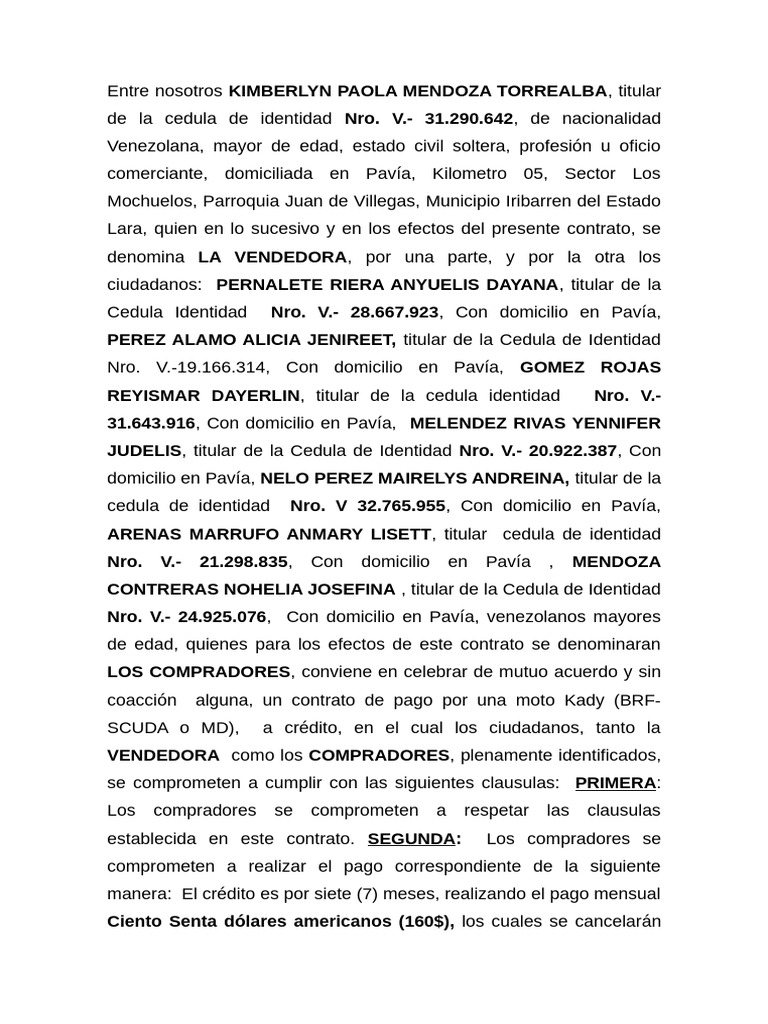 Documento de Venta Moto | PDF