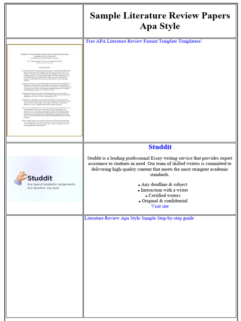 Sample Literature Review Papers Apa Style | PDF | Forklift | Down Syndrome