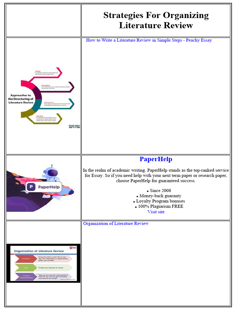 Strategies For Organizing Literature Review | PDF | Thesis | Essays