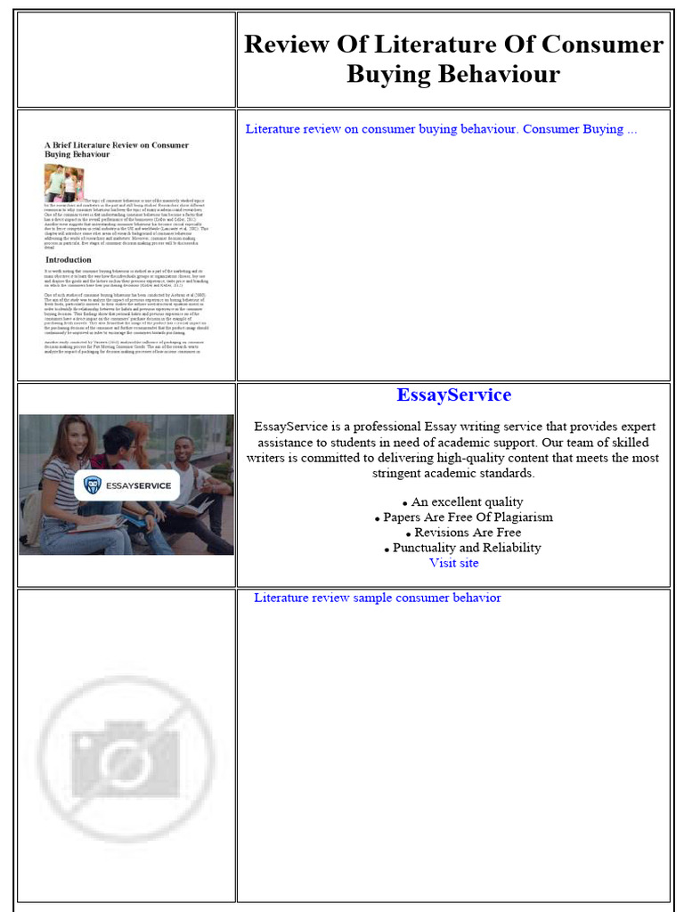 Review of Literature of Consumer Buying Behaviour | PDF | Thesis | Vaccines