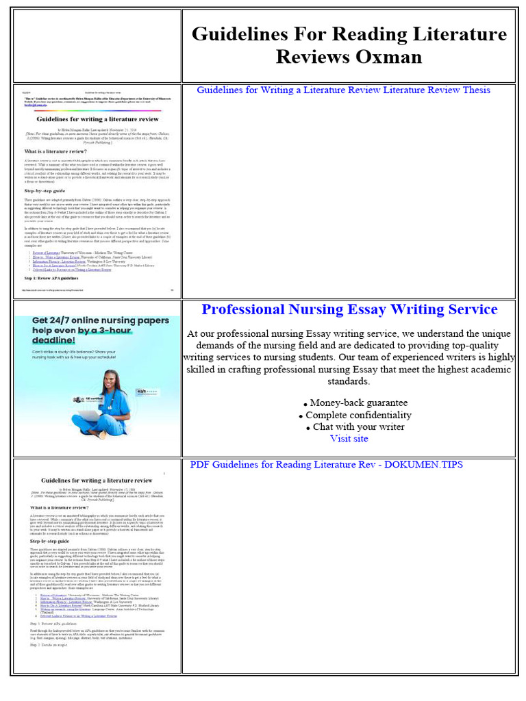 Guidelines For Reading Literature Reviews Oxman | PDF | Corporate Social Responsibility | Essays