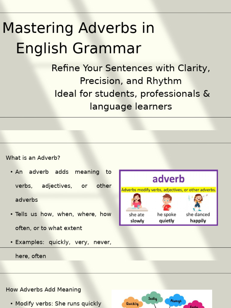 Mastering Adverbs in English Grammar | PDF
