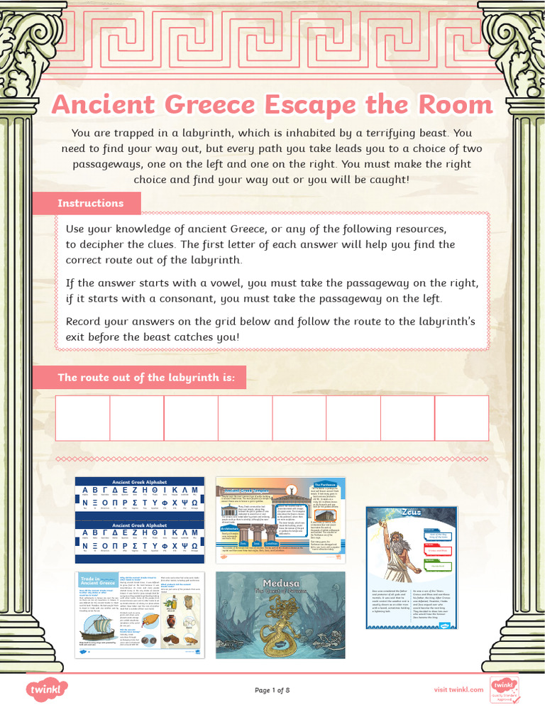 Ancient Greece Escape Room Activity | PDF | Greek Alphabet | Twelve ...