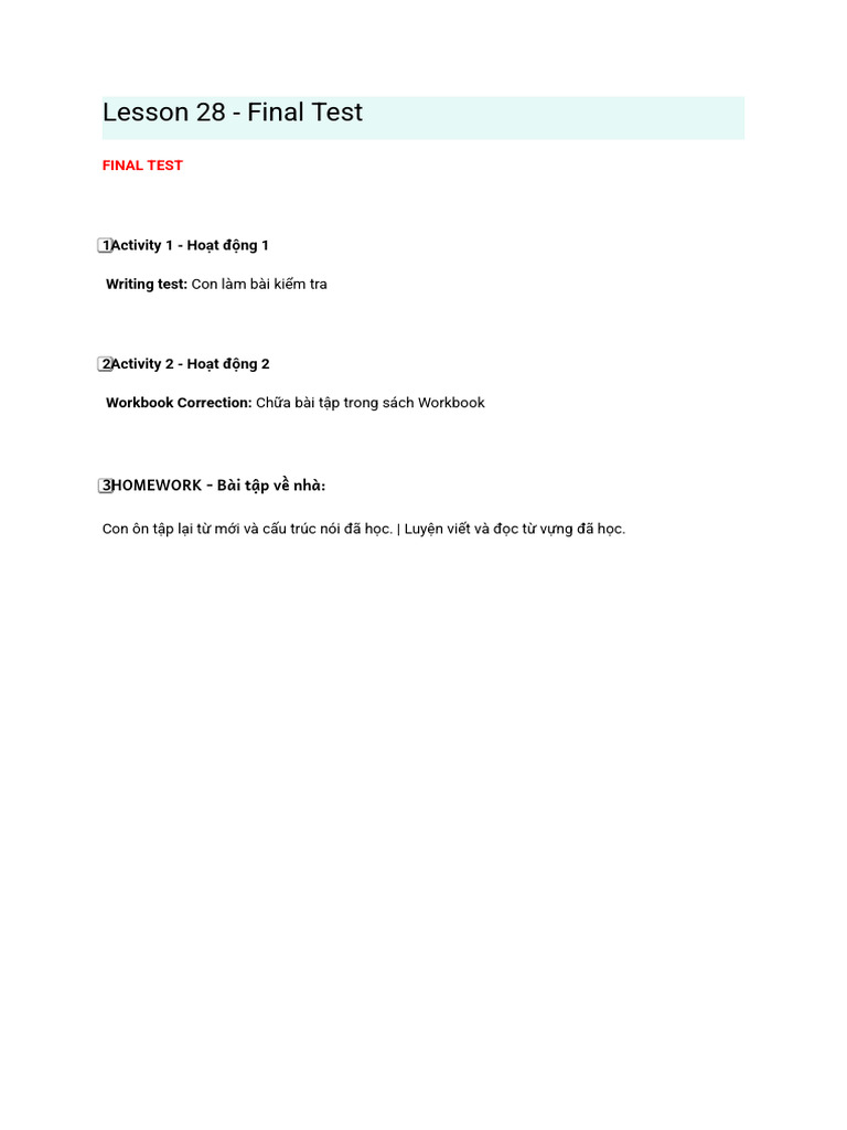 Lesson 28 - Final Test | PDF