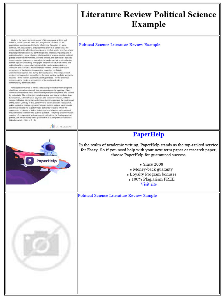 Literature Review Political Science Example | PDF | Obesity | Childhood ...