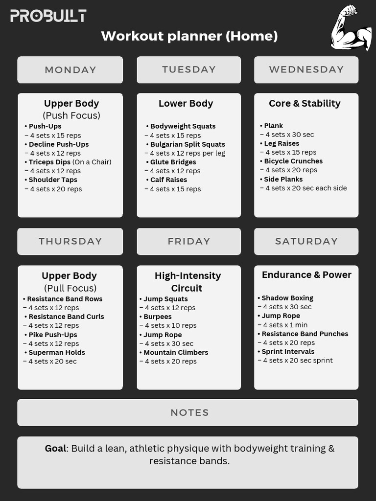 Weekly Bodyweight Workout Plan | PDF