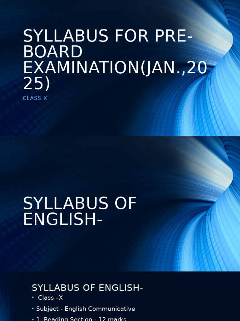 SYLLABUS FOR PRE-BOARD EXAMINATION Class 10th | PDF