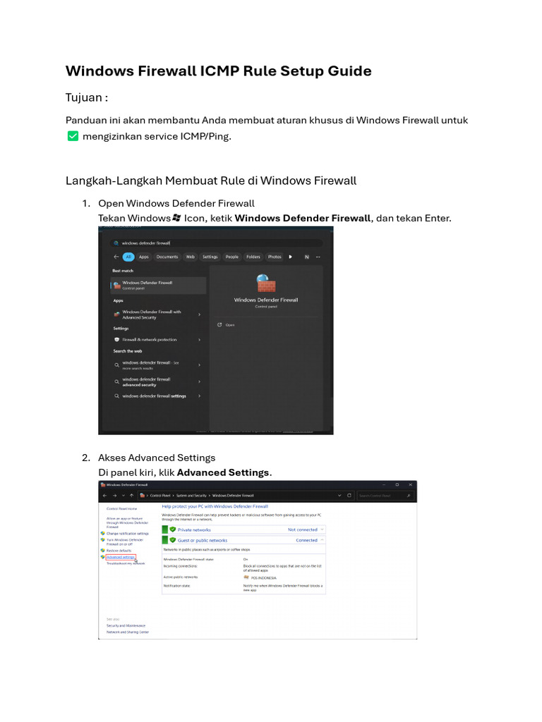 Windows Firewall Rule ICMP Setup Guide | PDF