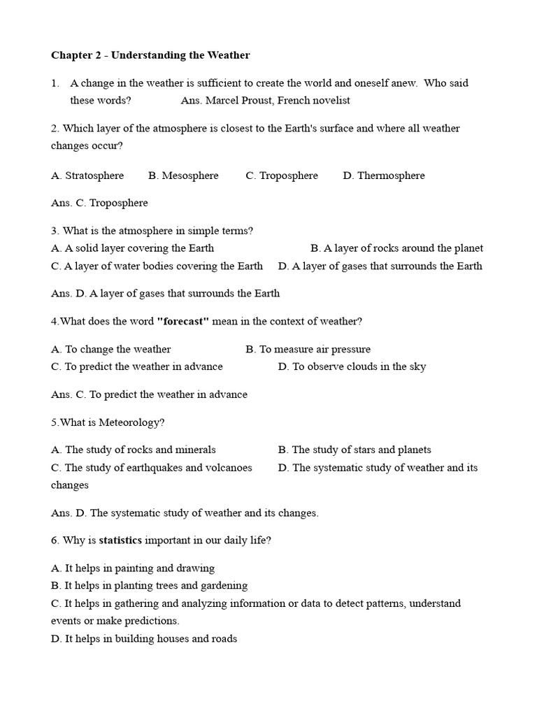 Understanding Weather: Class 7 Notes | PDF | Atmosphere Of Earth | Weather