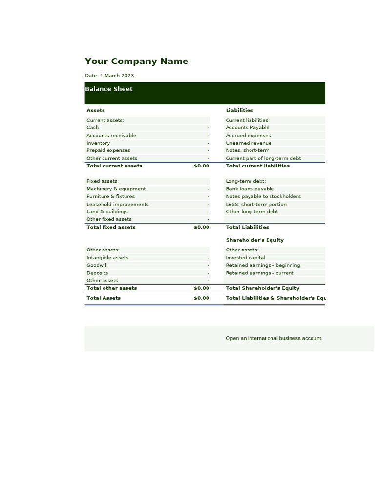 Company Balance Sheet Overview | PDF