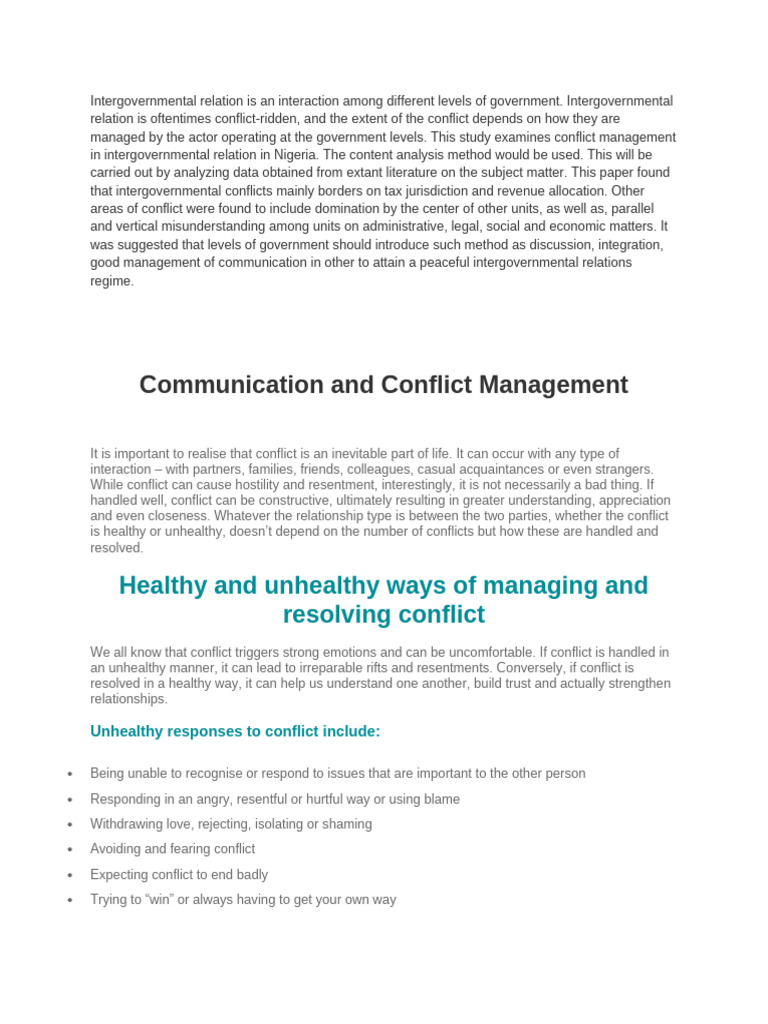 Intergovernmental Relation Is An Interaction Among Different Levels of ...