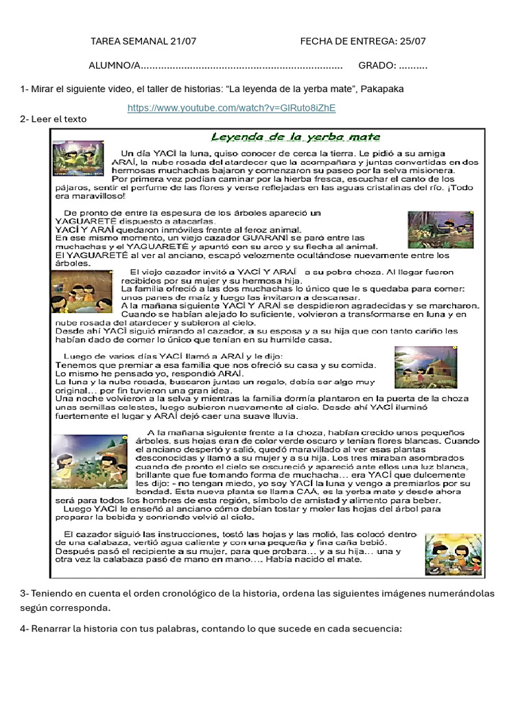 Tarea Semanal 21 de Julio, Lengua | PDF