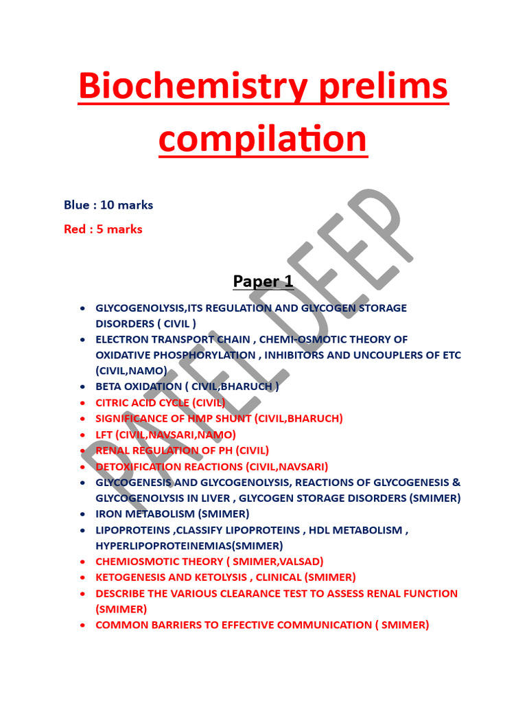 Biochemistry Prelims Compilation 2023 | PDF | Metabolism | Lipoprotein