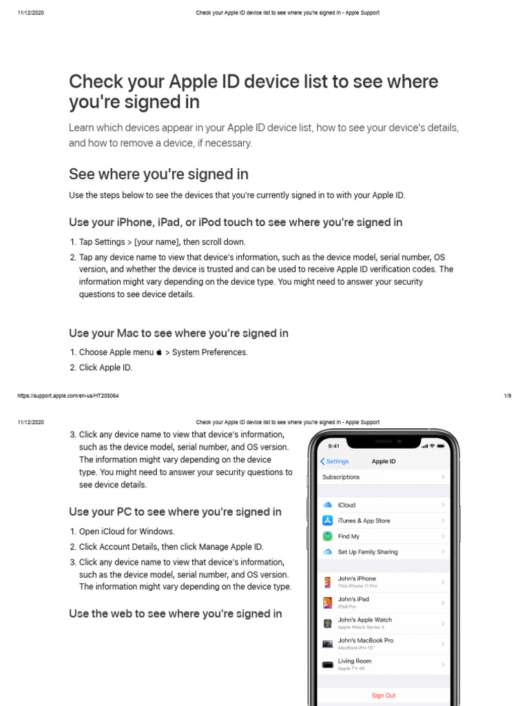 Check Your Apple ID Device List | PDF | I Cloud | Ios