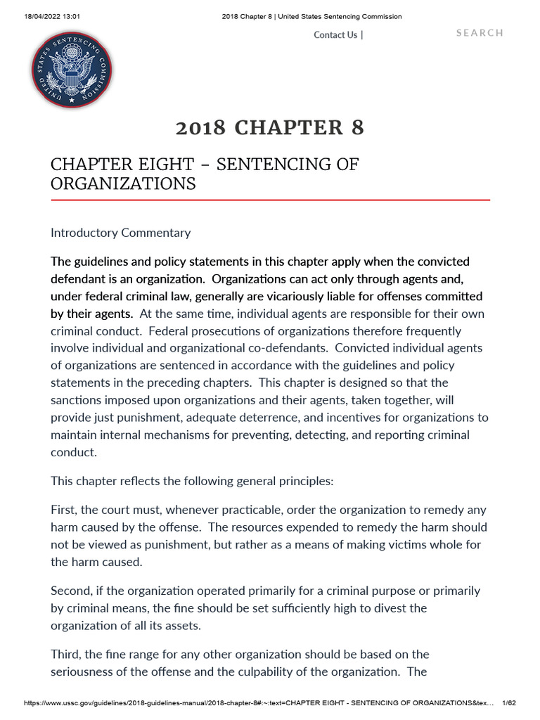 2018 Chapter 8 - United States Sentencing Commission | PDF | United ...