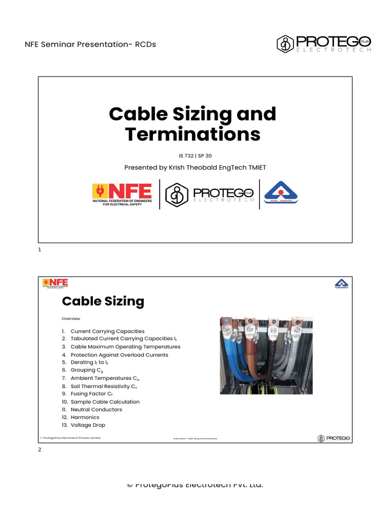 Cable Sizing | PDF | Electrical Conductor | Electrical Wiring