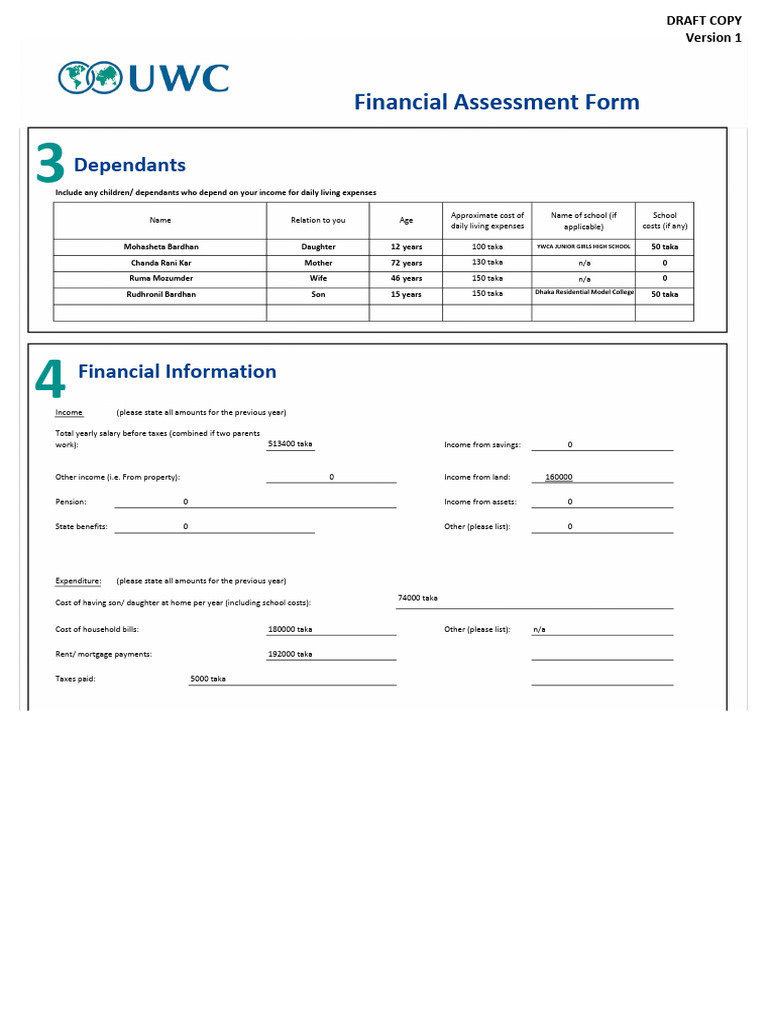 Financial Assessment Overview | PDF | Expense | Income