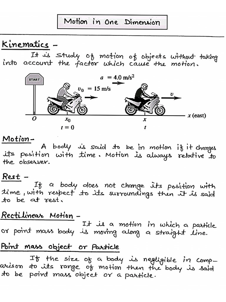 Motion in One Dimension (Kinematics) | PDF