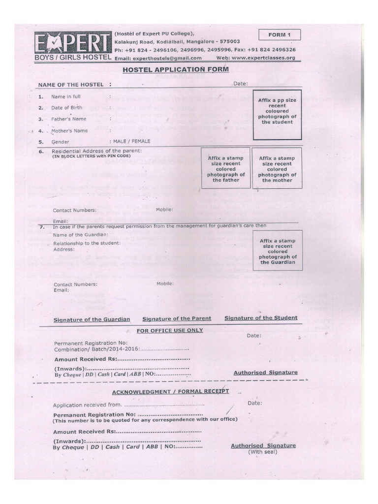 Hostel Form 2021 | PDF