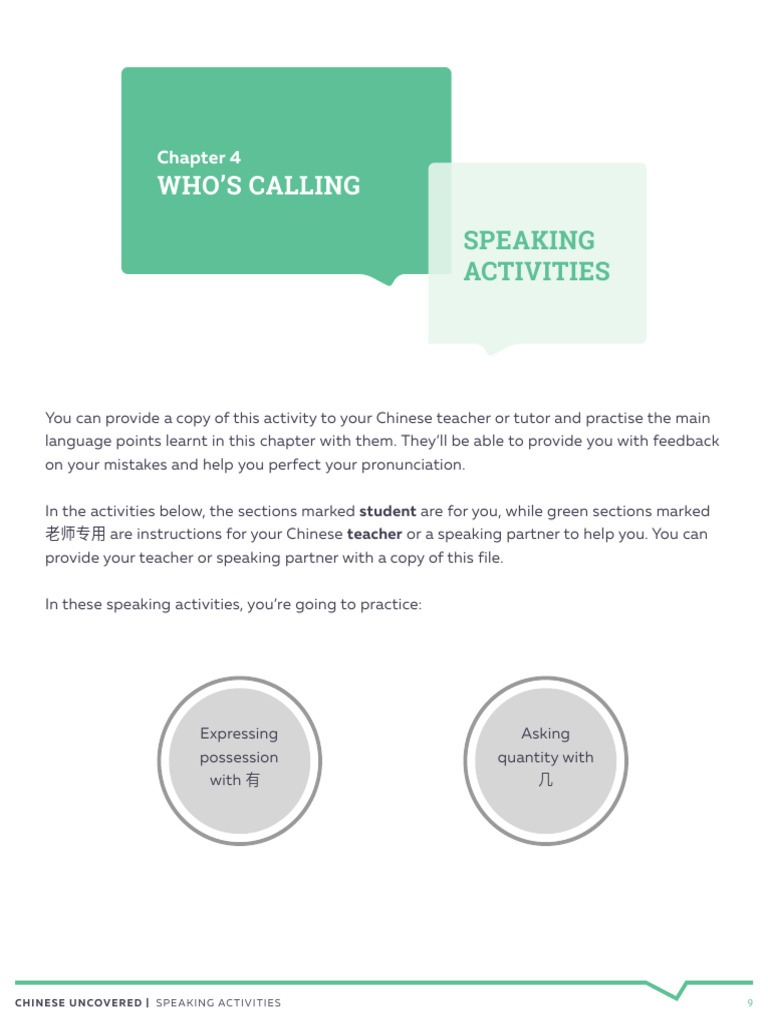 Chinese Speaking Activities: Family Practice | PDF