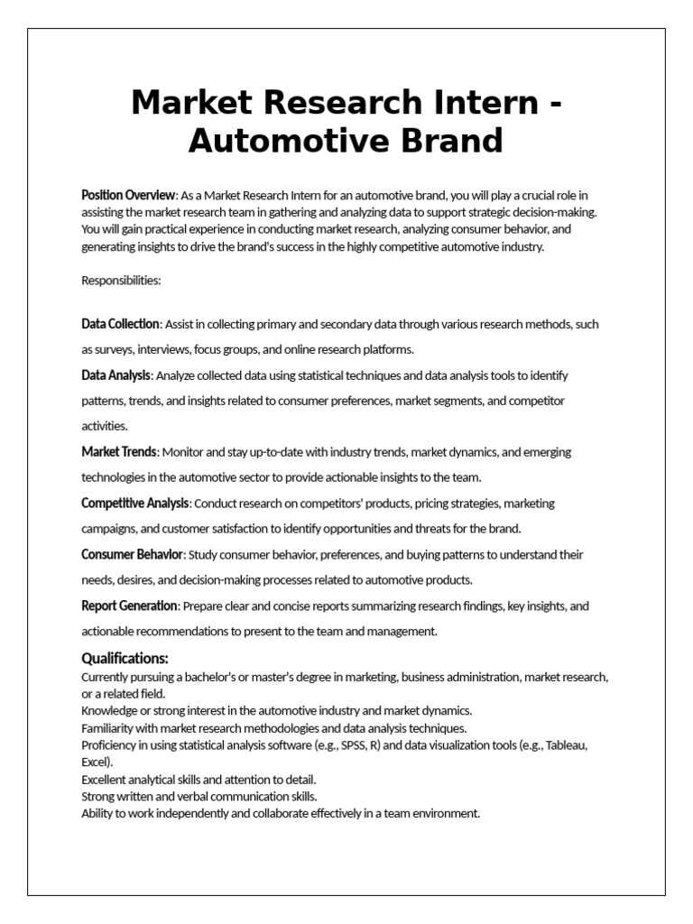 Market Research Internee | PDF