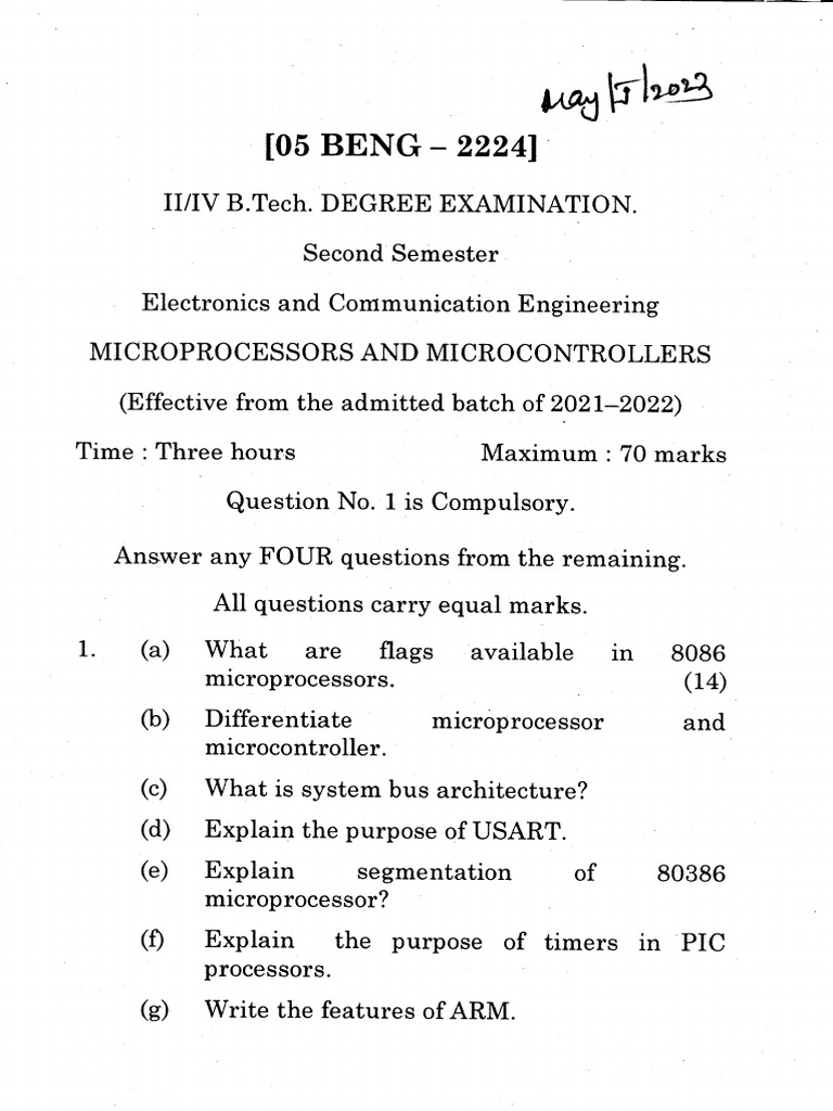 Microprocessors and Microcontrollers W.e.f.2021-22 | PDF | Microcontroller | Microprocessor