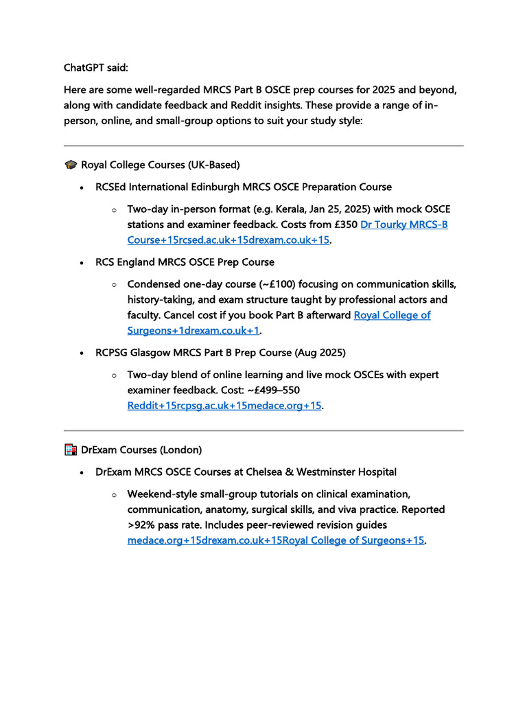 MRCS OSCE Prep Courses for 2025 | PDF