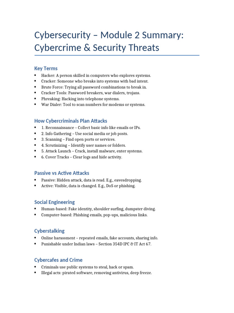 Module 2 Cybercrime Summary | PDF