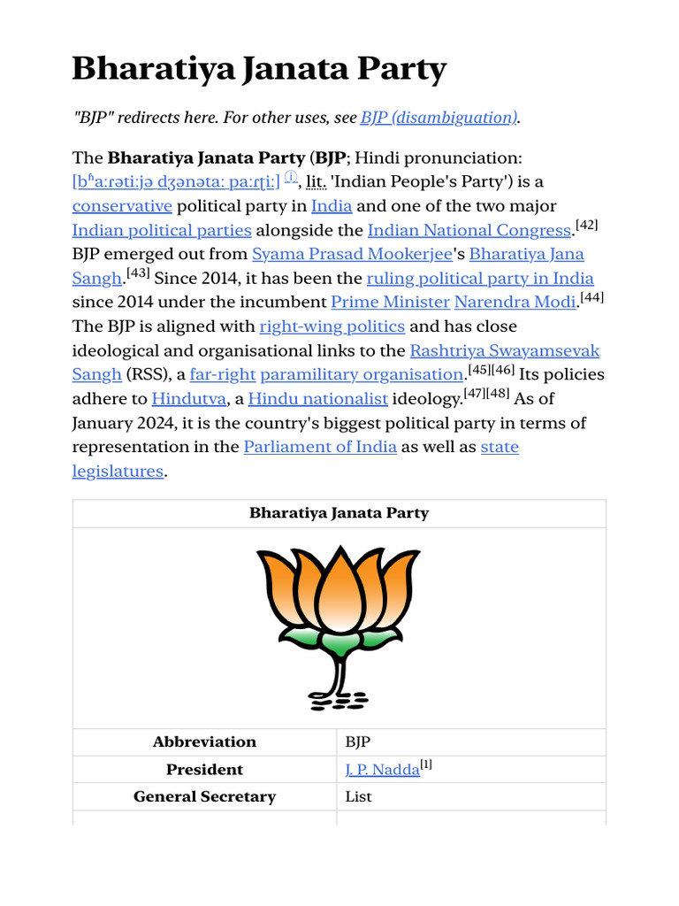 History and Formation of BJP | PDF | Bharatiya Janata Party ...