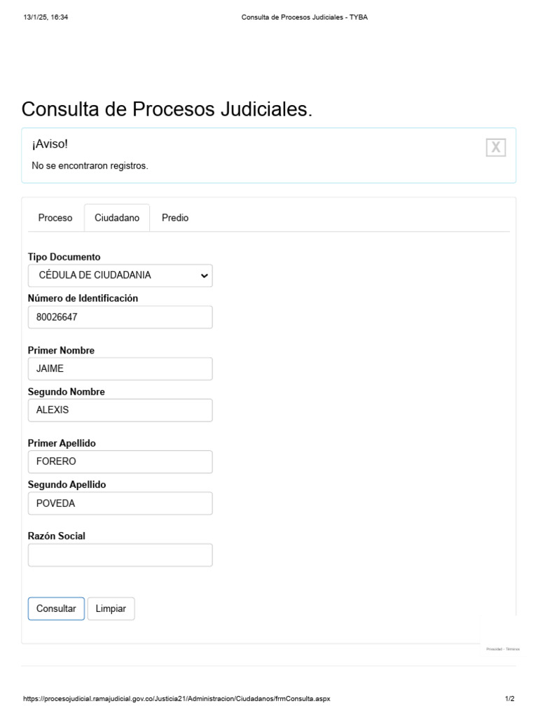 Consulta de Procesos Judiciales - TYBA | PDF