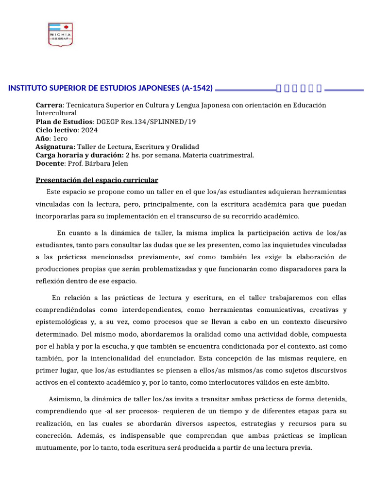 Programa Jelen. Taller LEO | PDF | Hablar en público | Escritura