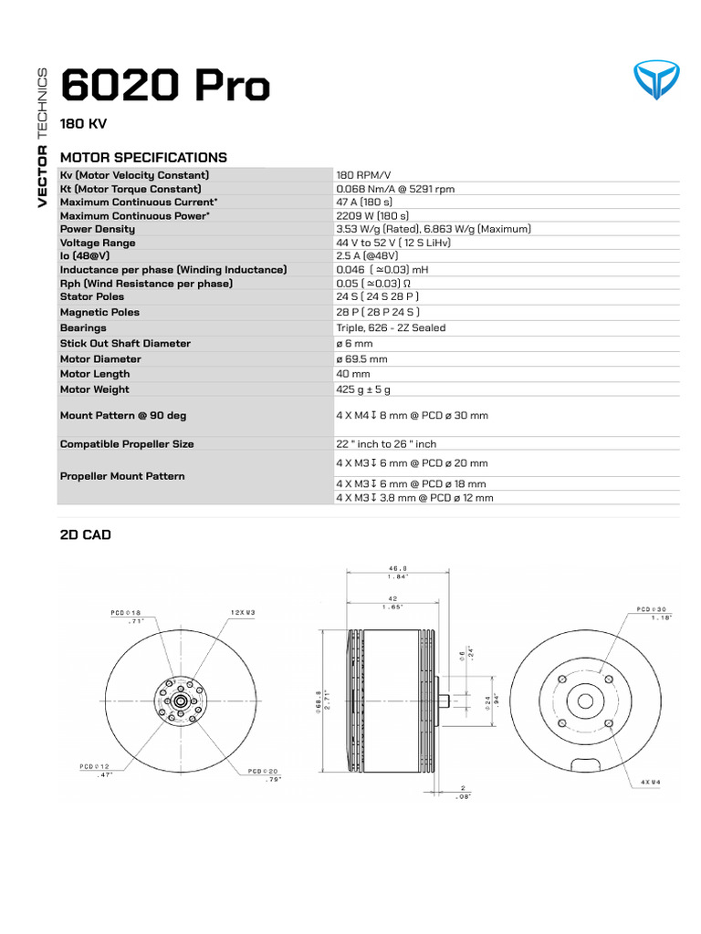 6020 Pro 180 KV Motor Specifications | PDF | Electric Motor ...