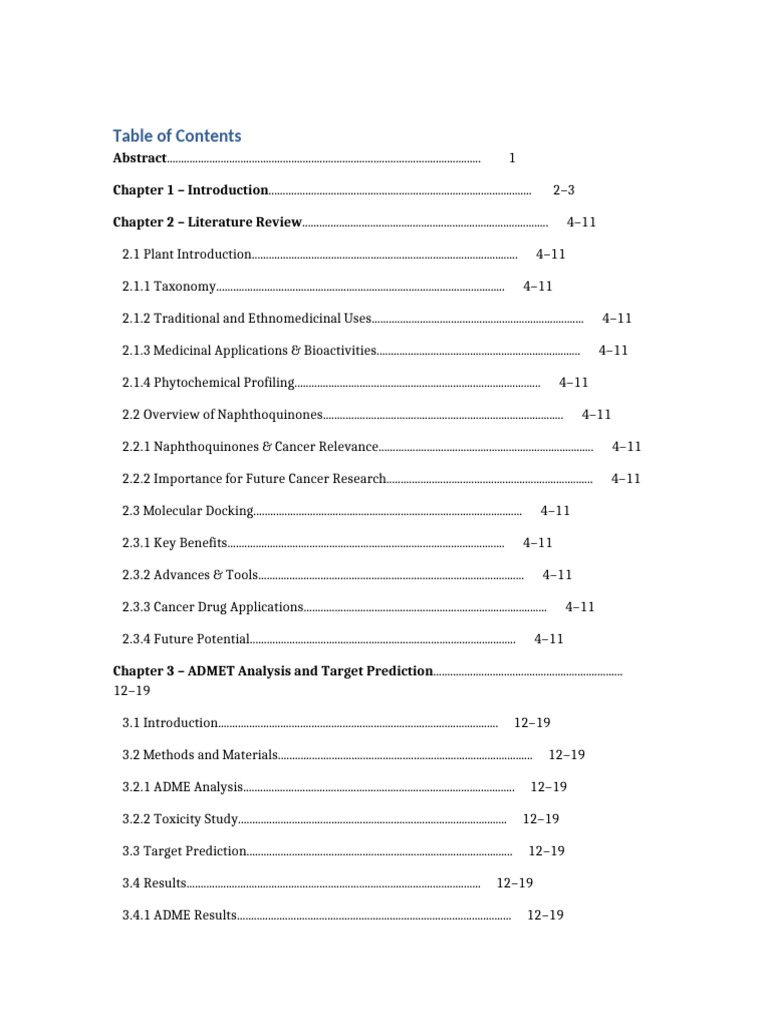 Formatted Thesis TOC Aligned | PDF | Docking (Molecular) | Structural ...