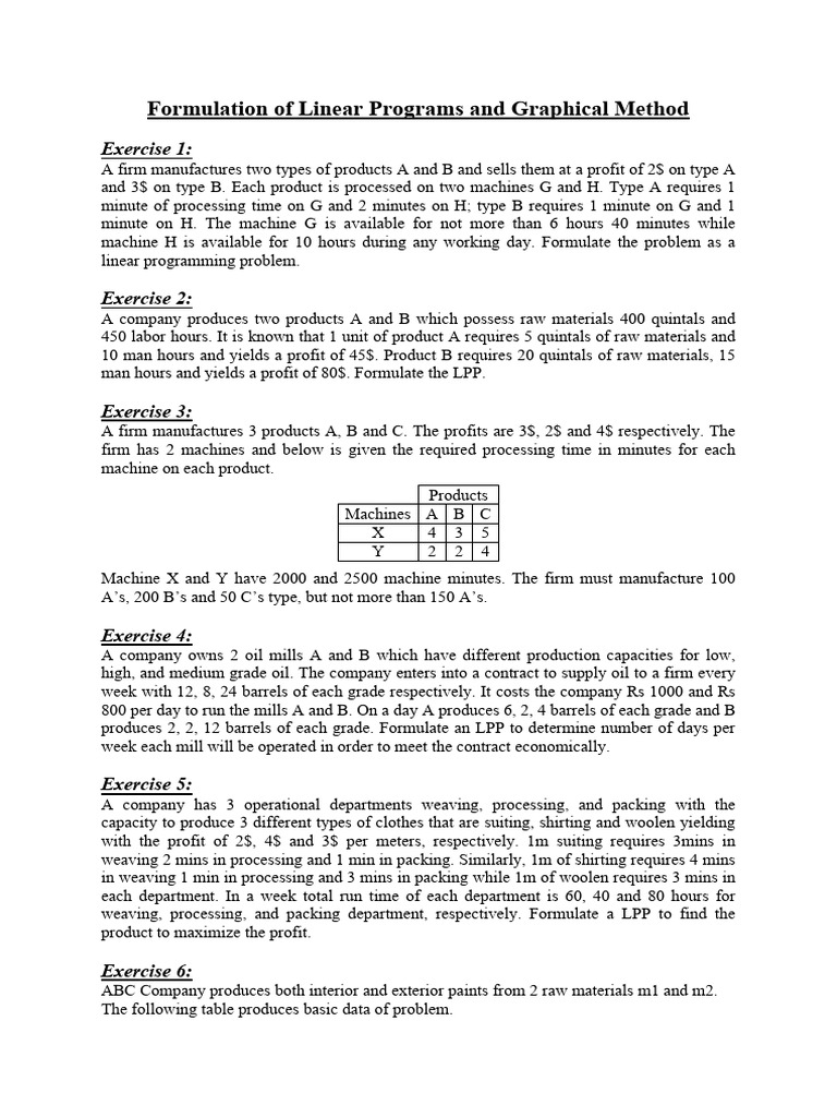 Linear Programming Problem Formulations | PDF | Economies