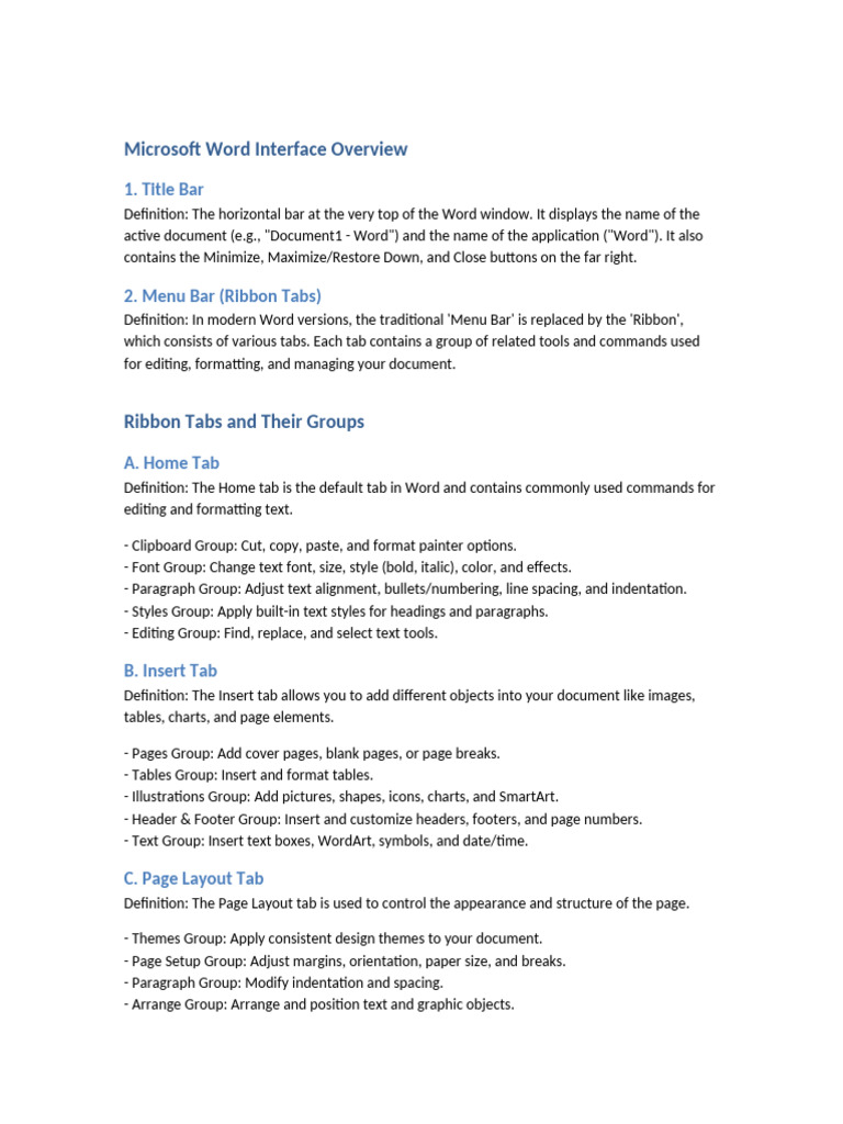 Microsoft Word Interface Essentials | PDF | Microsoft Word | Software