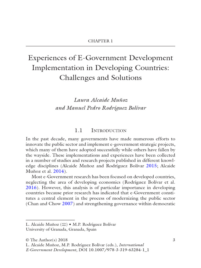 Experiences of E-Government Development Implementation in Developing ...