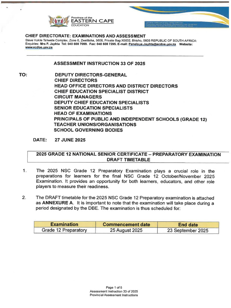 Trial Exam Timetable | PDF