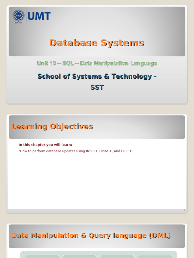 Lecture 11 - SQL - Data Manipulation Language | PDF
