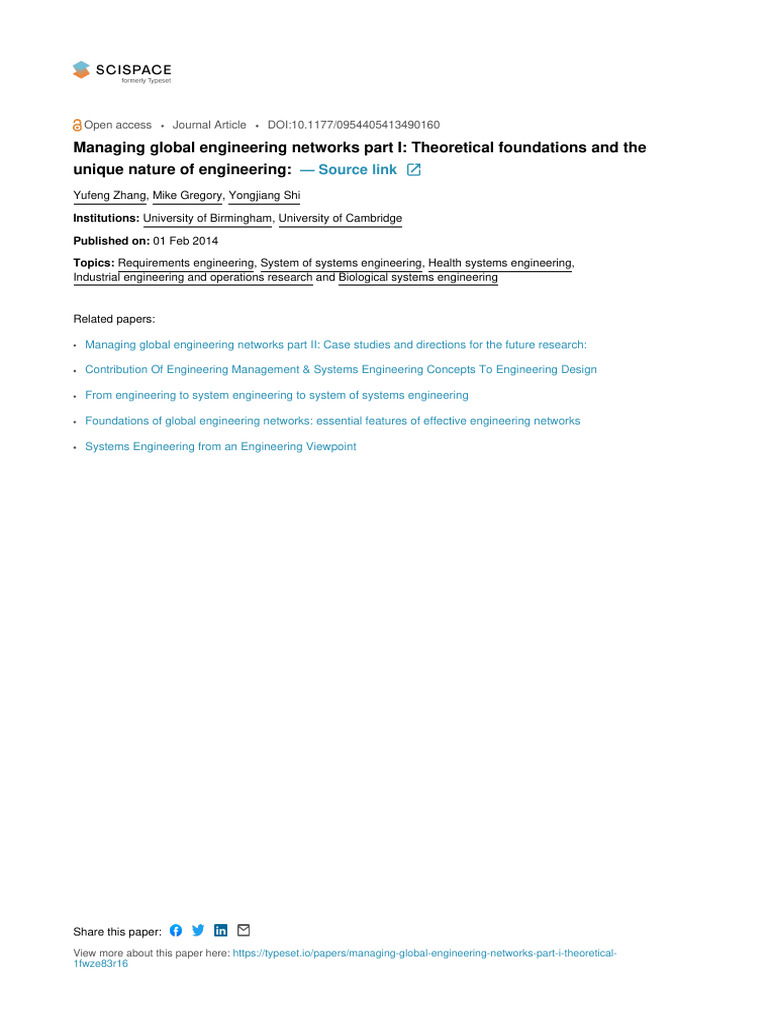 Managing Global Engineering Networks (GEN) PART I | PDF | Science ...