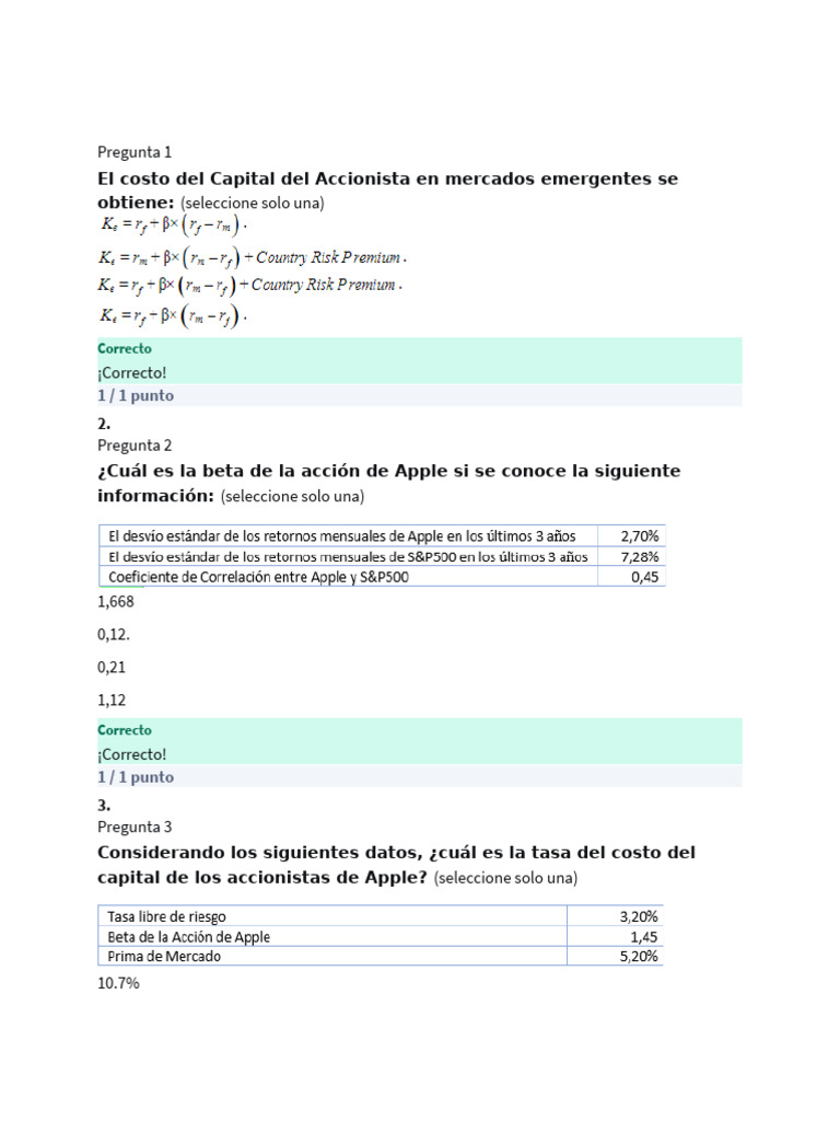 Finanzas Corporativas - Cuestionario Módulo 4 | PDF | Deuda | Compartir ...